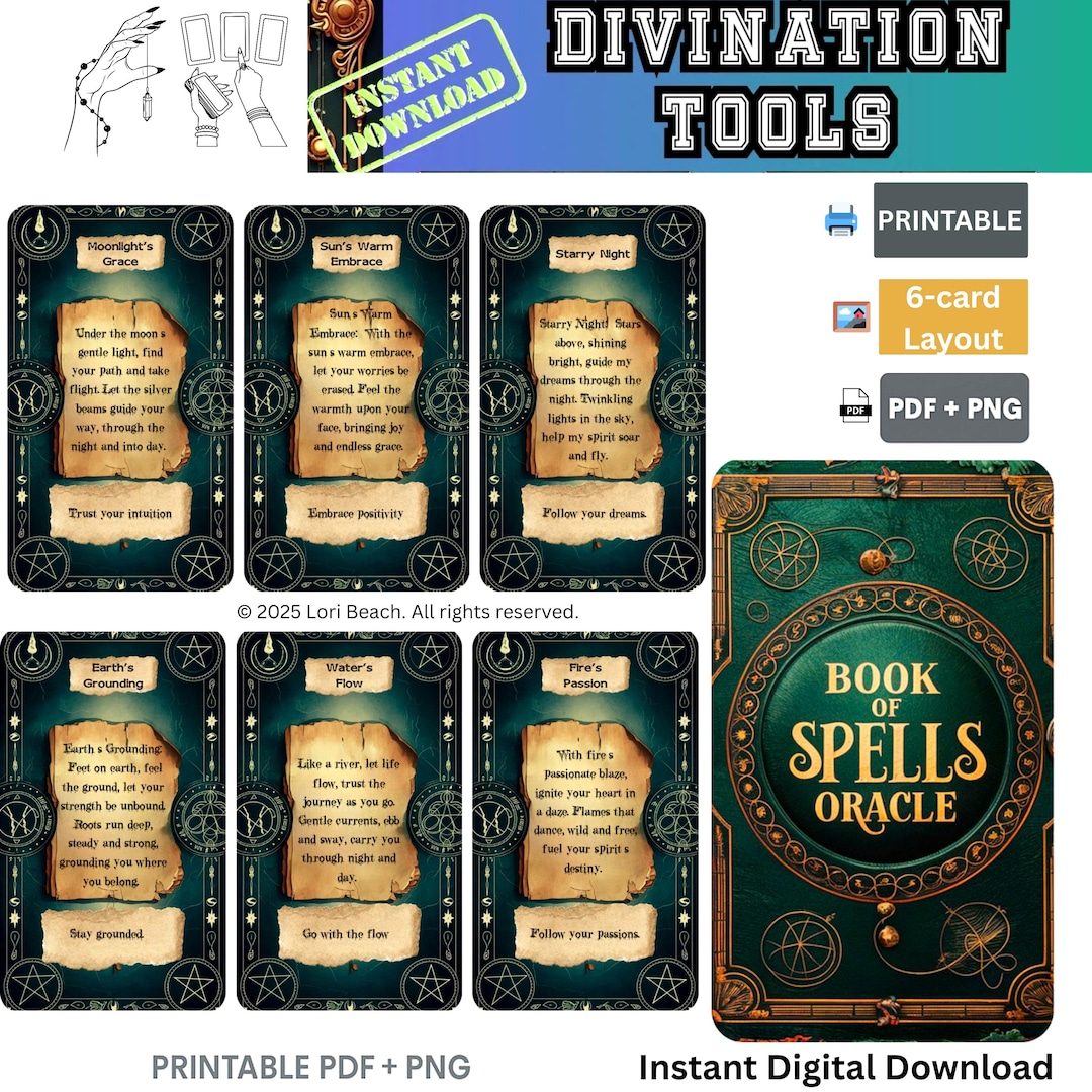 Book of Spells Oracle Deck: 78 Cards, Tarot Companion (PDF & PNG) - Etsy