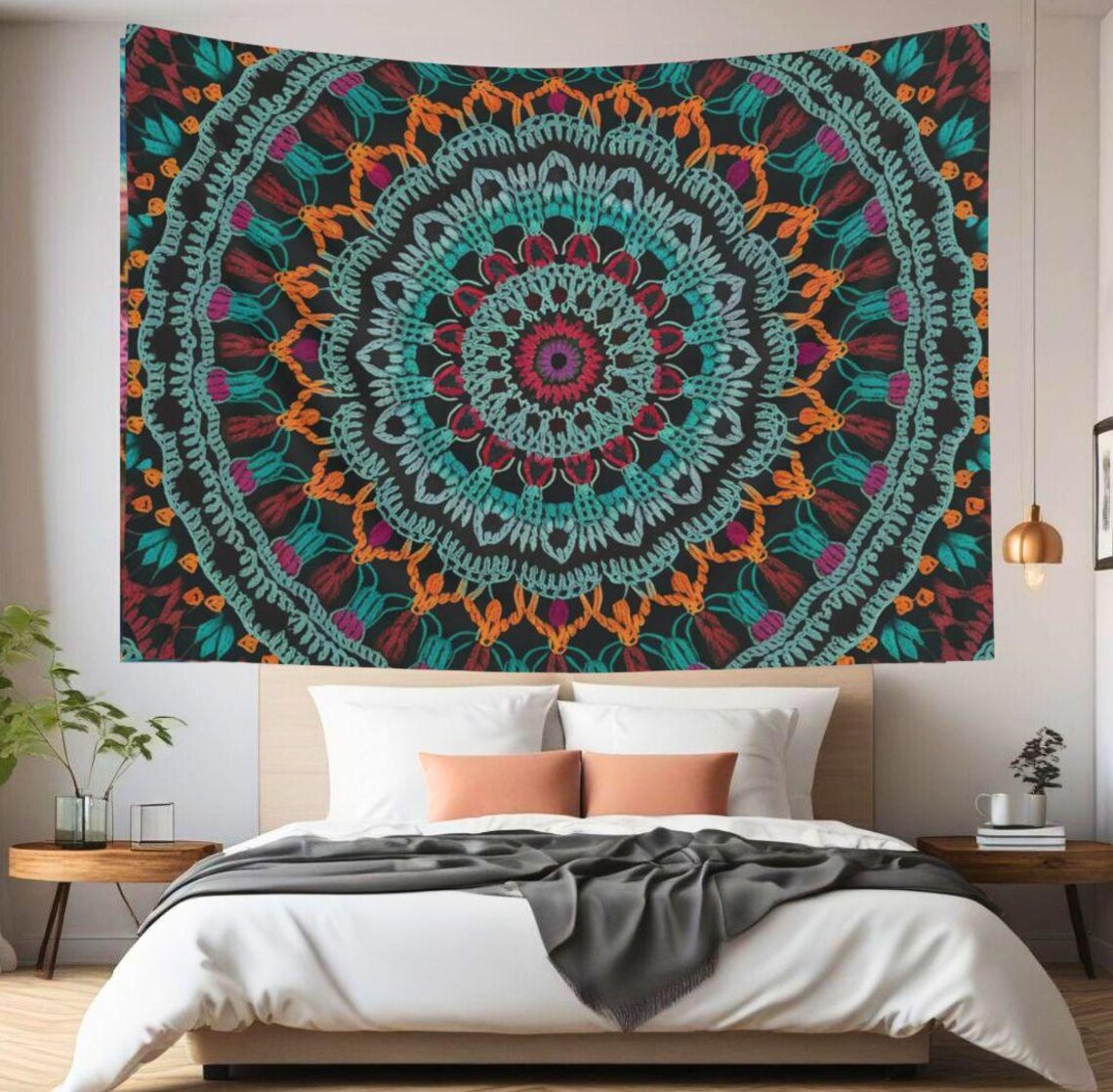 Crochet Appearance Yarn Look Intricate Boho Hippy Zen Indian Decor ...
