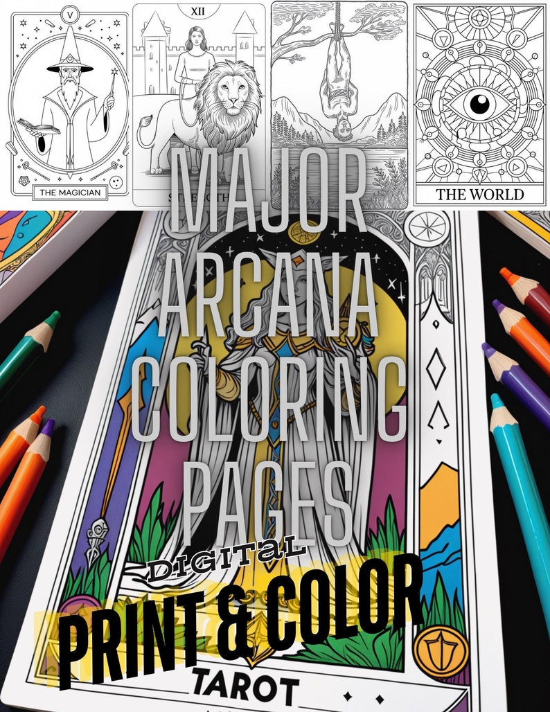 Major Arcana Tarot Card Coloring Pages: 22 Unique Designs (PDF Download ...