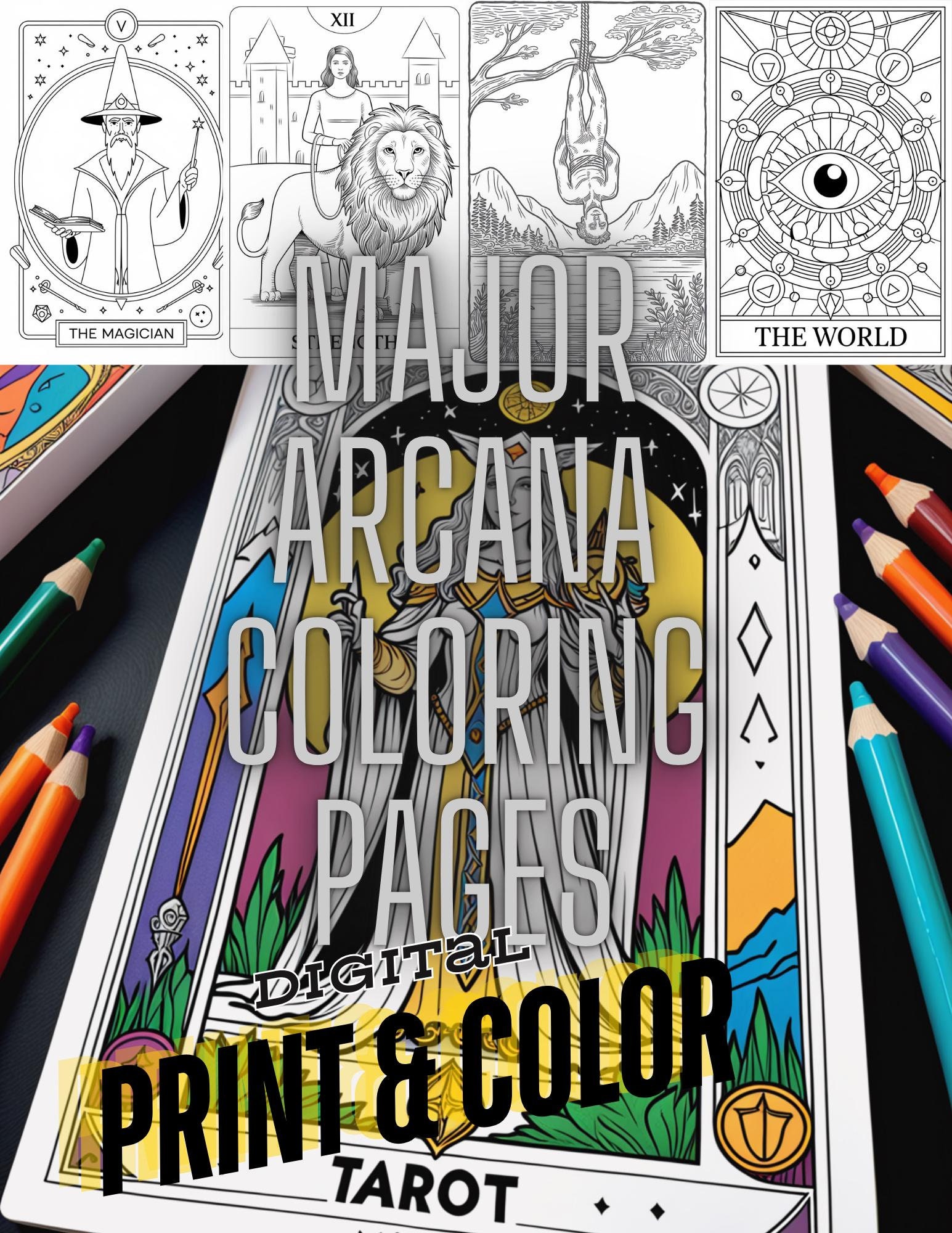 Tarot Card Coloring Pages Tarot Coloring Book Printable Tarot Card ...
