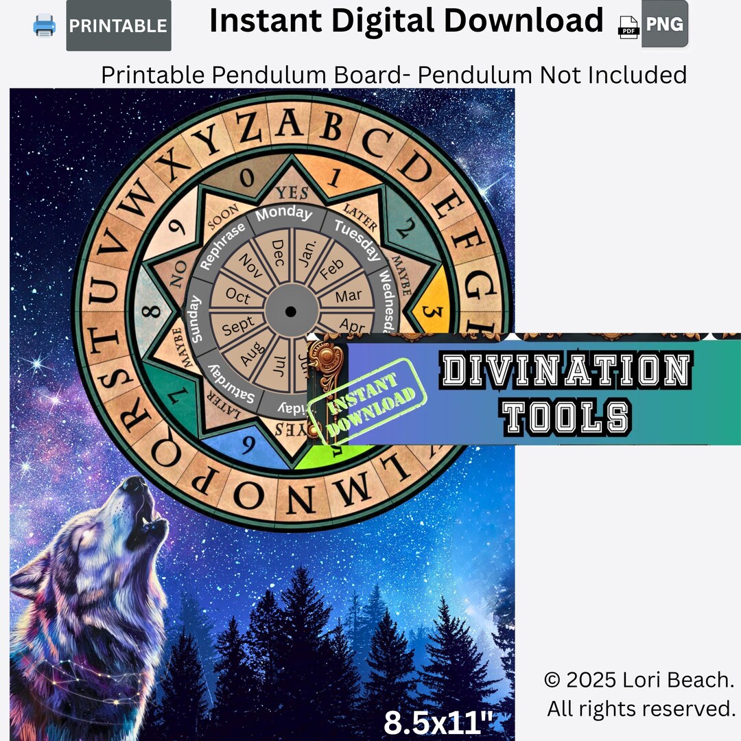 Printable Pendulum Board -instant Digital Download| Divination Tool ...