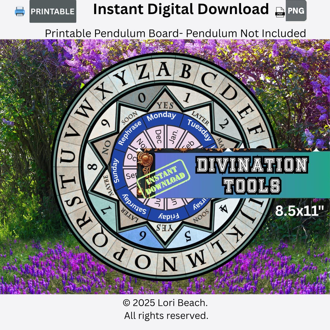 Printable Pendulum Board -instant Digital Download| Divination Tool ...