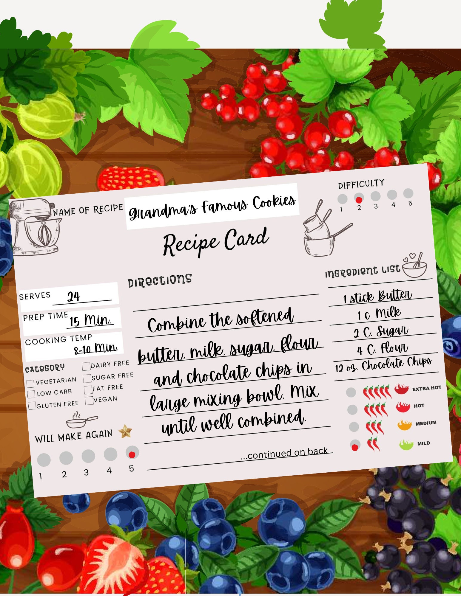 Printable Blank Recipe Cards Digital Downloadyellow Blue Tan Cream ...