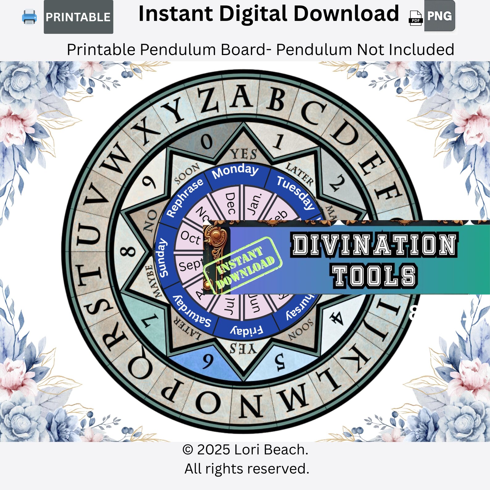 Printable Pendulum Board -instant Digital Download| Divination Tool ...