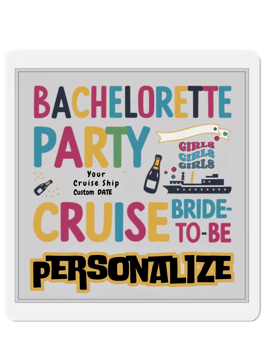 Bachelorette Party Cruise Door Decoration Die-cut Magnet Girl's Trip ...