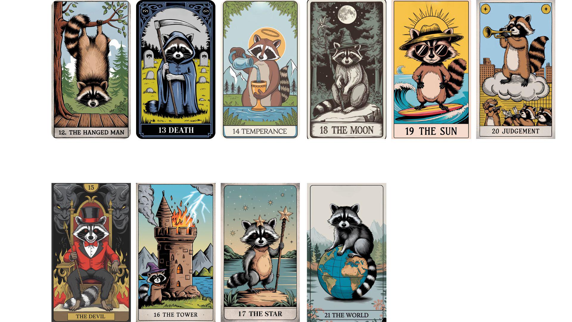 Raccoon Tarot Deck: 78 Cards, Printable Oracle (digital Download) - Etsy