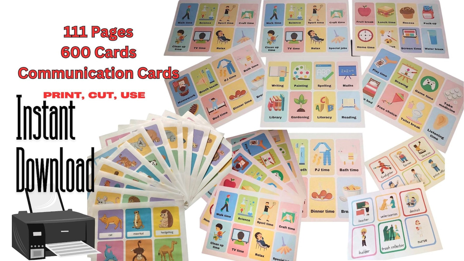 111 Communication Cards-600 Images Keyword. JPEG Print at Home, Instant ...