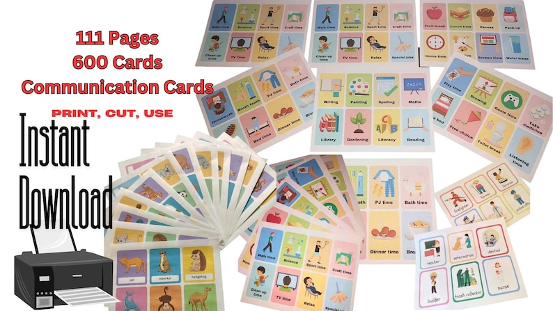 111 Communication Cards-600 Images Keyword. JPEG Print at Home, Instant ...