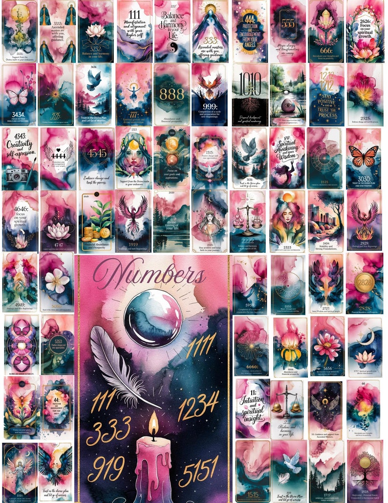 Oracle Deck, Angel Numbers Oracle,tarot Cards Companion. Print at Home ...