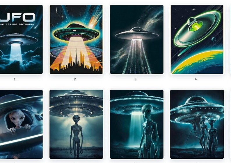 24 UFO Posters Instant Digital Download 8.5x11 Printable Dorm Wall ...