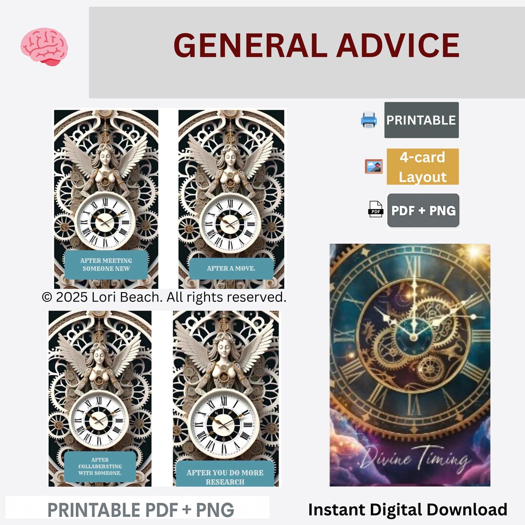Divination Printable Oracle Timing Deck Print at Home, 78-card Deck ...