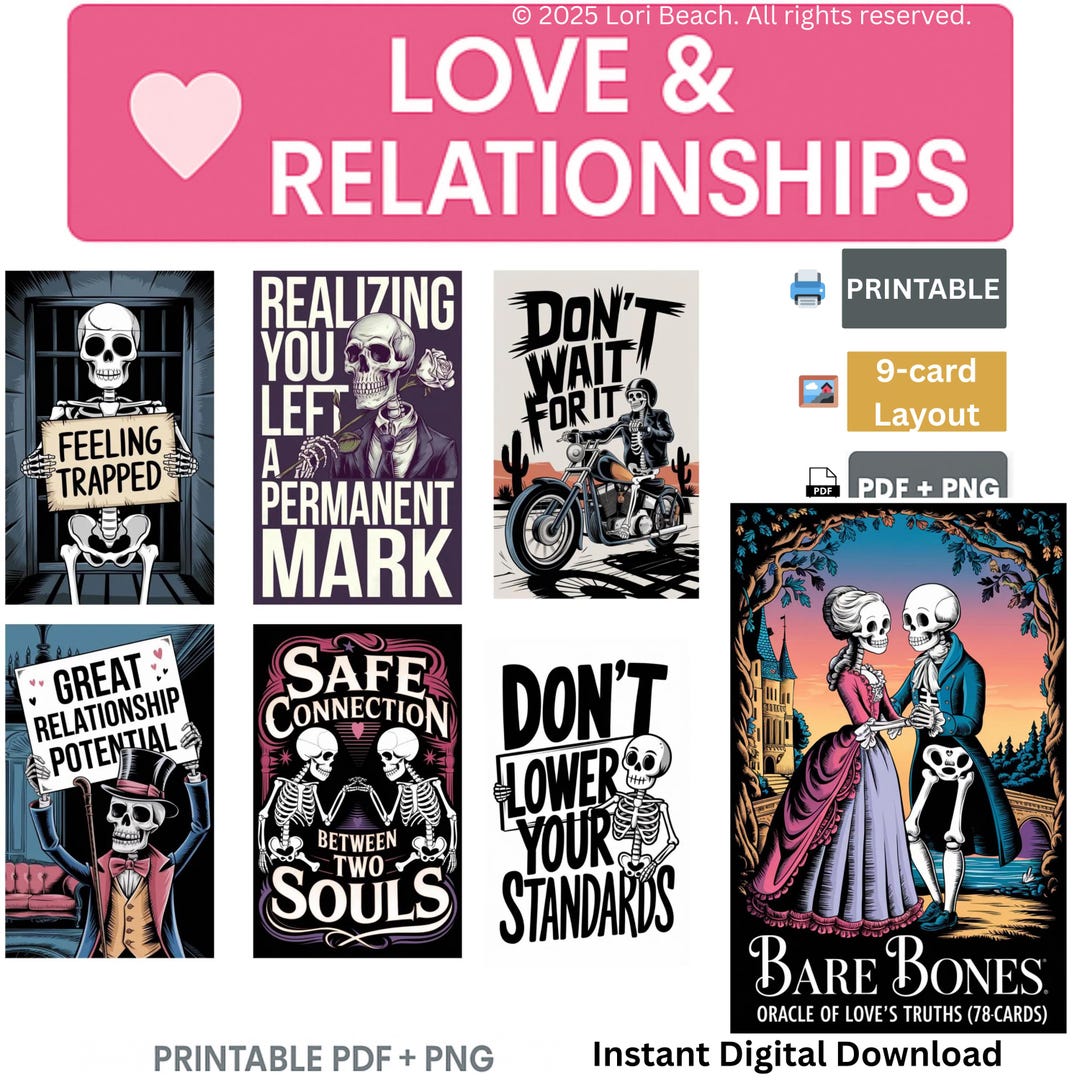 Skeleton Oracle Deck: Love's Truths, 78 Cards (digital Download) - Etsy