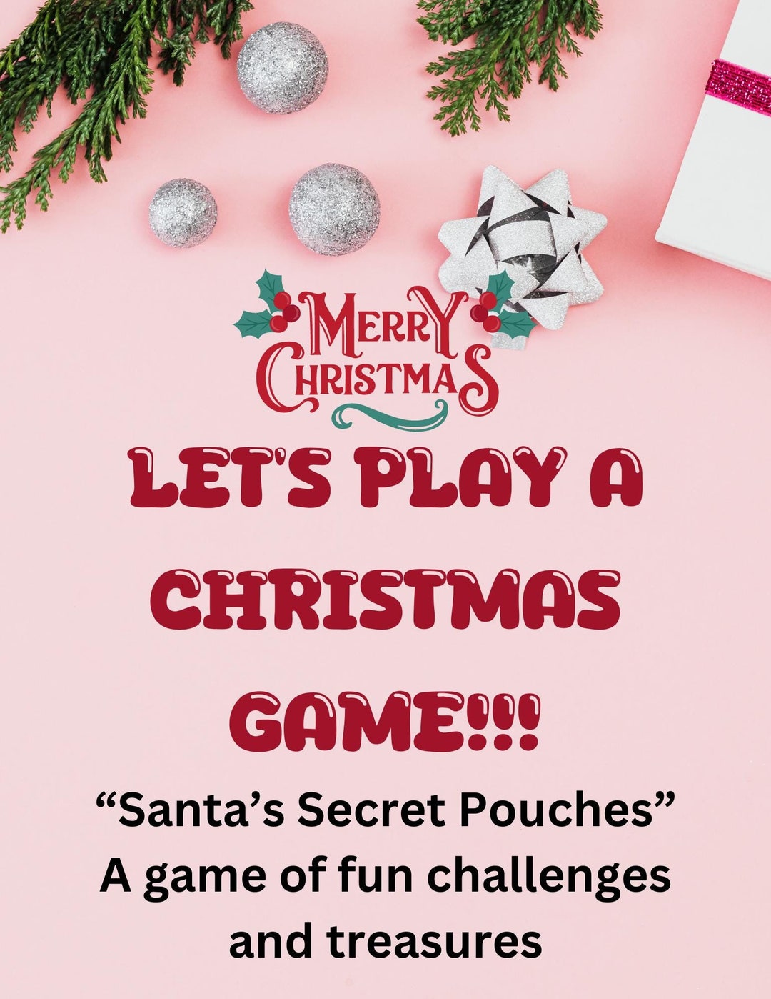 Printable Christmas Game- Santa's Secret Pouches| Digital Download Game ...