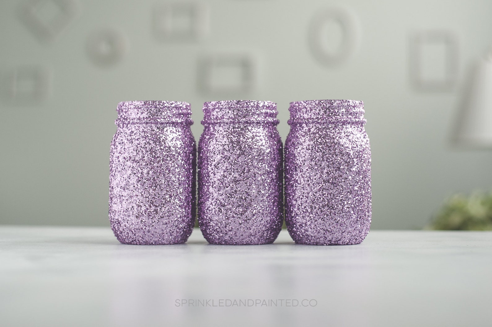 6 Purple Decor Vases Light Purple Wedding Glitter Jars - Etsy