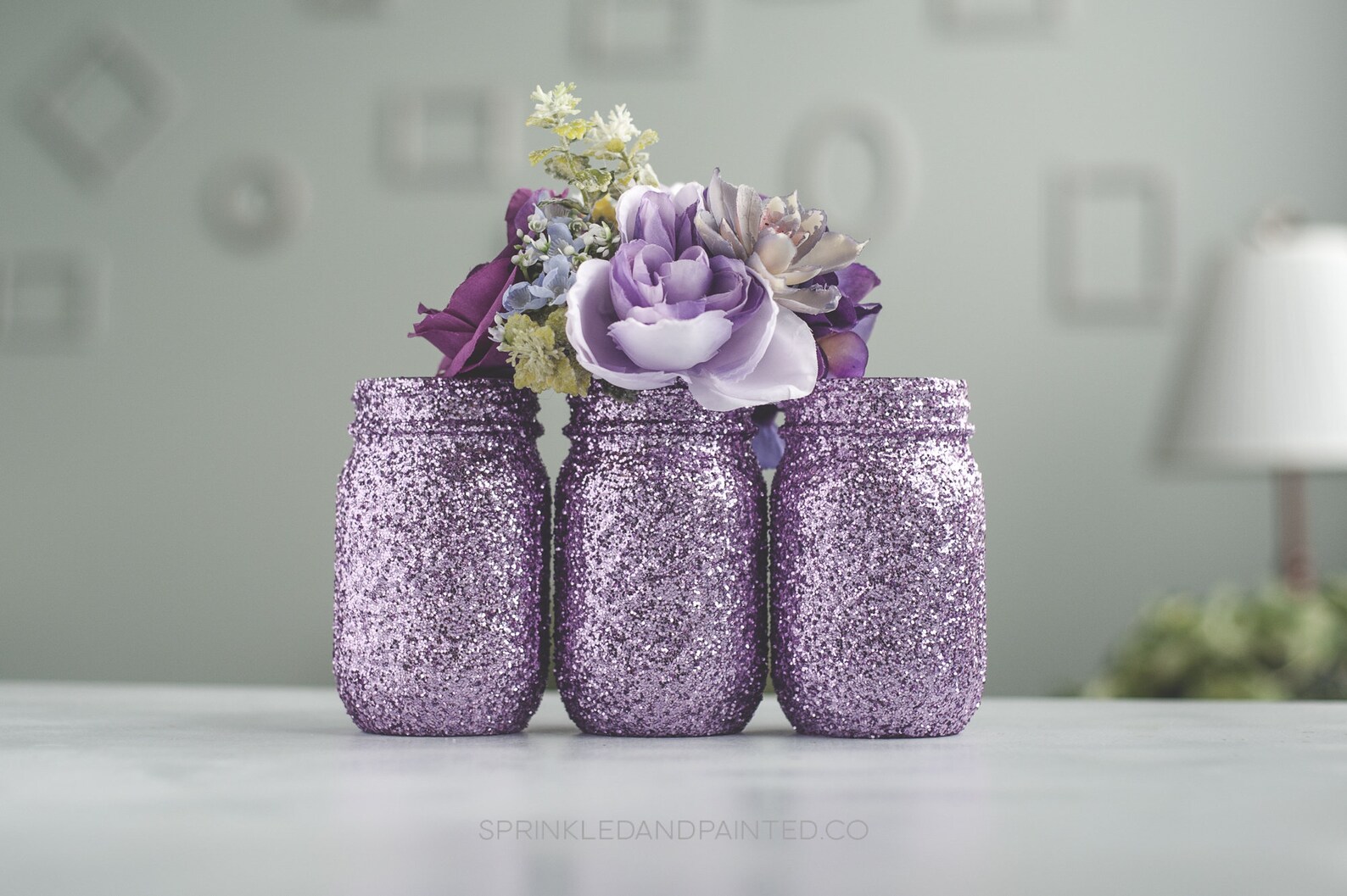 6 Purple Decor Vases Light Purple Wedding Glitter Jars - Etsy