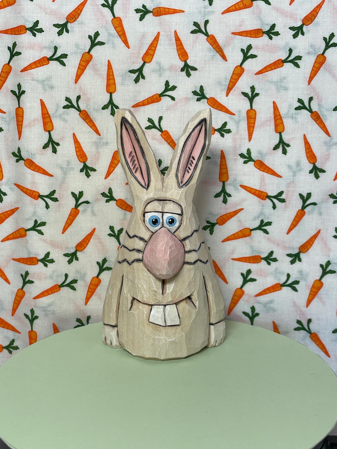 Whimsical and Wacky Easter Bunny Wood Carving-white/pink Rabbit - Etsy