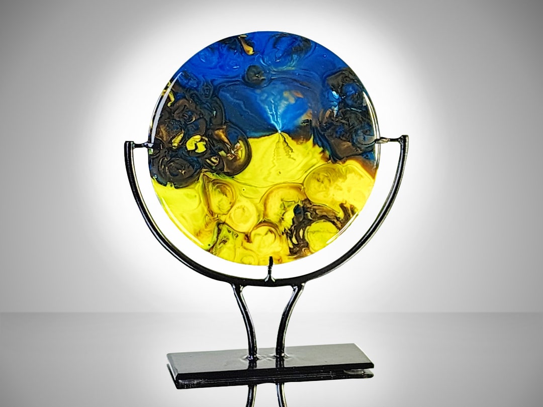 Yellow River - Fused "glass Melt" Plate and Stand - Etsy