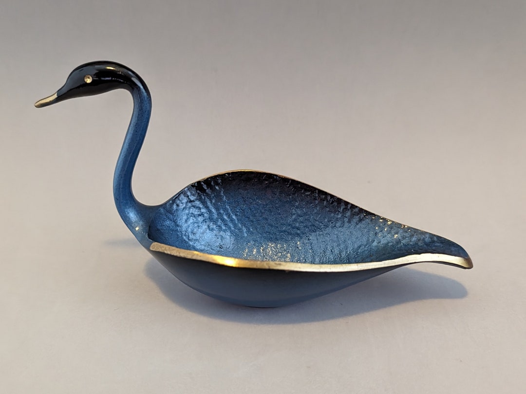 Vintage Mid Century Modern Pal-bell Co Enamel on Brass Swan Dish, Made ...