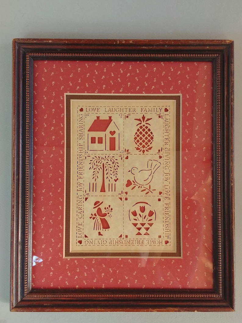 Vintage Scherenschnitte Framed Cut Paper Art, Cut Paper Welcome ...