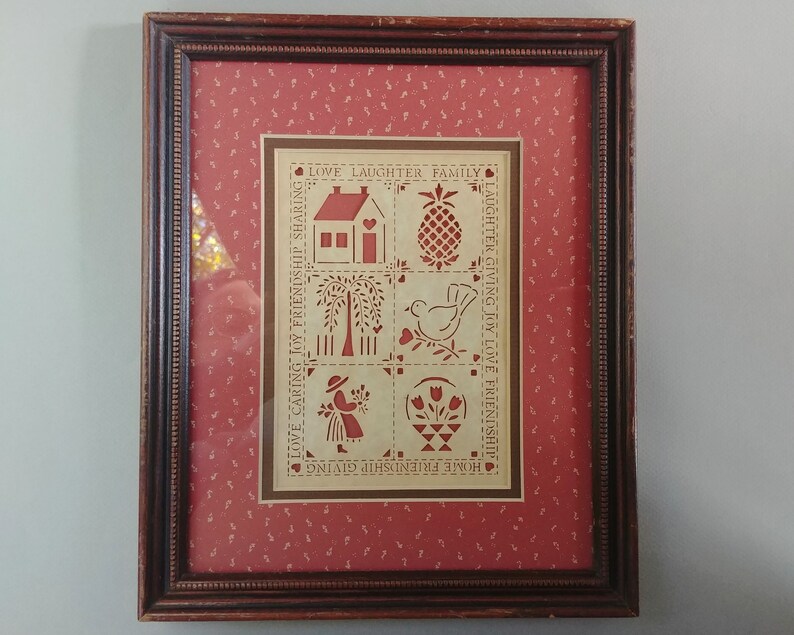 Vintage Scherenschnitte Framed Cut Paper Art, Cut Paper Welcome ...