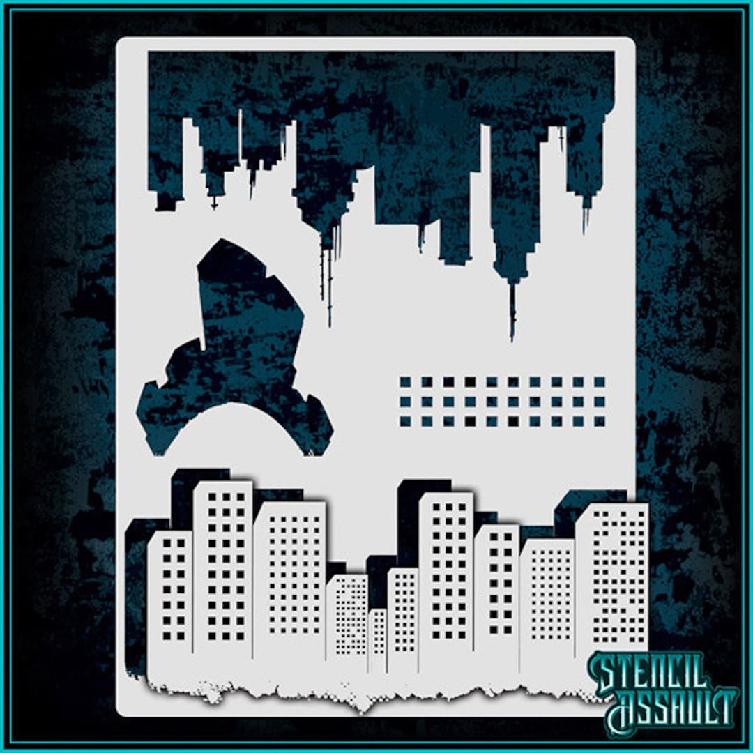 City Urban Airbrush Stencil Template - Etsy