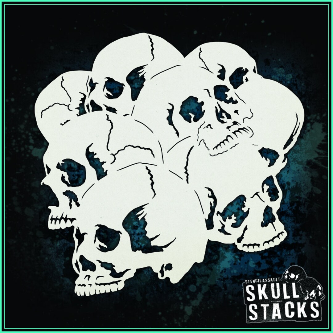 Skull Stack 1 Airbrush Stencil Template - Etsy