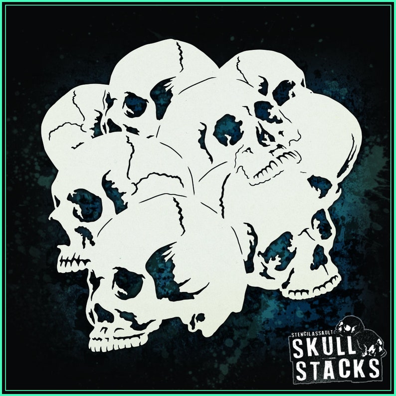 Skull Stack 1 Airbrush Stencil Template - Etsy
