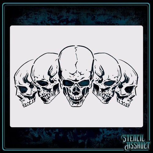 The Five Skulls Airbrush Stencil Template - Etsy