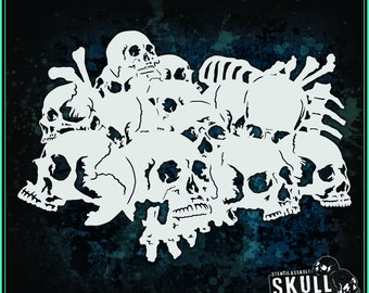 Skull Stack 3 Airbrush Stencil Template - Etsy