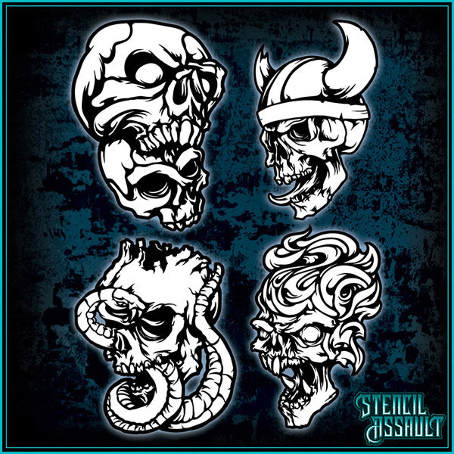 Mini Skull Set 1 Airbrush Stencil Template - Etsy