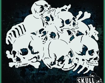 Skull Stack Double Set 4 Airbrush Stencil Template - Etsy