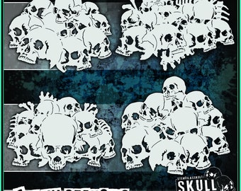 Skull Stack Mini Set 1 Airbrush Stencil Template - Etsy