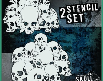 Skull Stack 3 Airbrush Stencil Template - Etsy