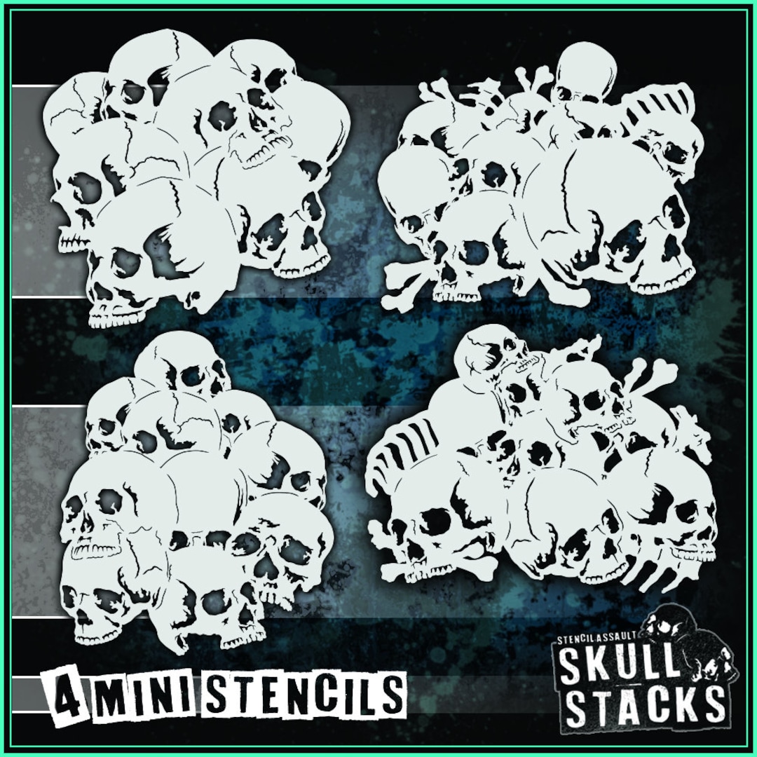 Skull Stack Mini Set #1 - Airbrush Stencil Template - Etsy