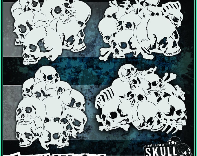 Skull Stack Mini Set #1 - Airbrush Stencil Template - Etsy