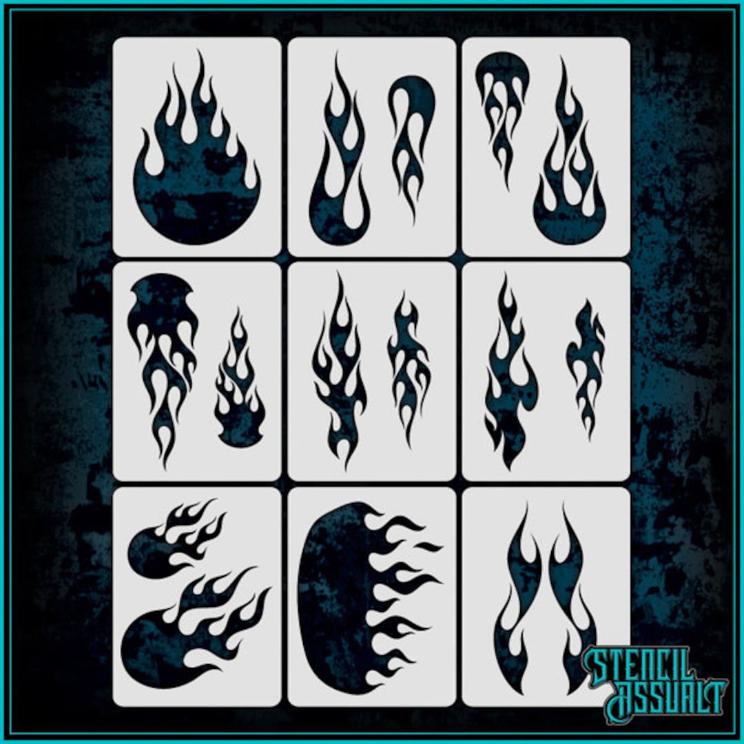 Flames Multi-pack 1 Airbrush Stencil Template - Etsy