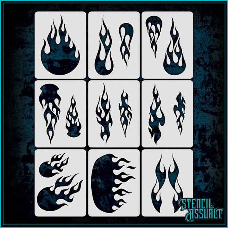 Flames Multi-pack 1 Airbrush Stencil Template - Etsy
