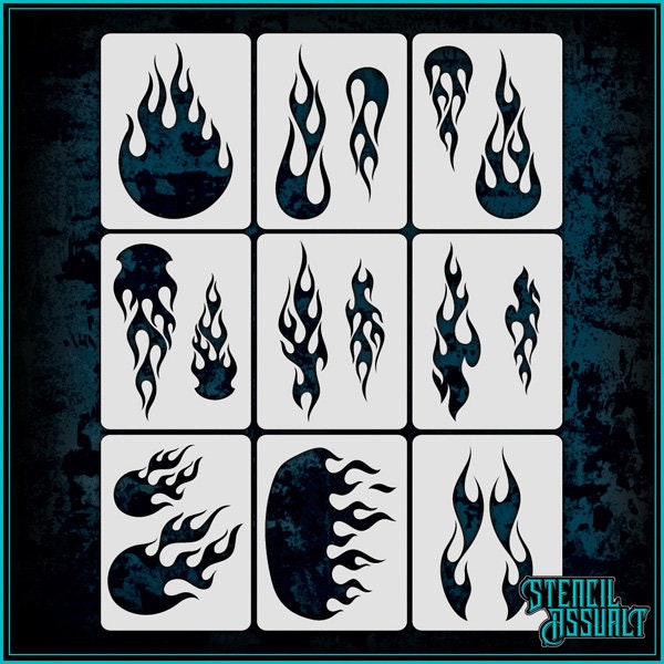 Flames Multi-pack 1 Airbrush Stencil Template - Etsy