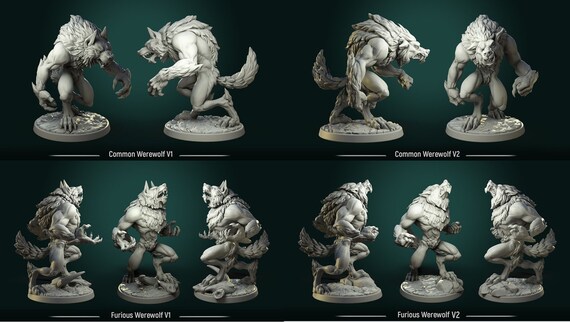 Werewolf Set 32mm White Werewolf Tavern 3D Printed Resin | Etsy