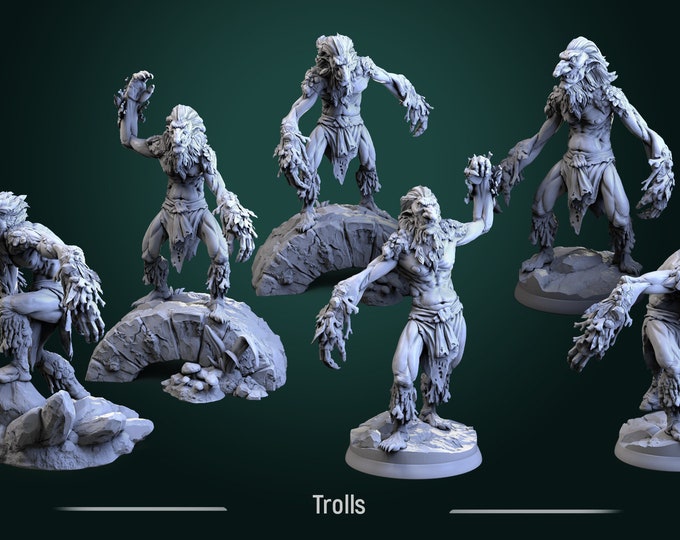 Swamp Trolls Set 32mm White Werewolf Tavern 3D Printed Resin Miniature ...