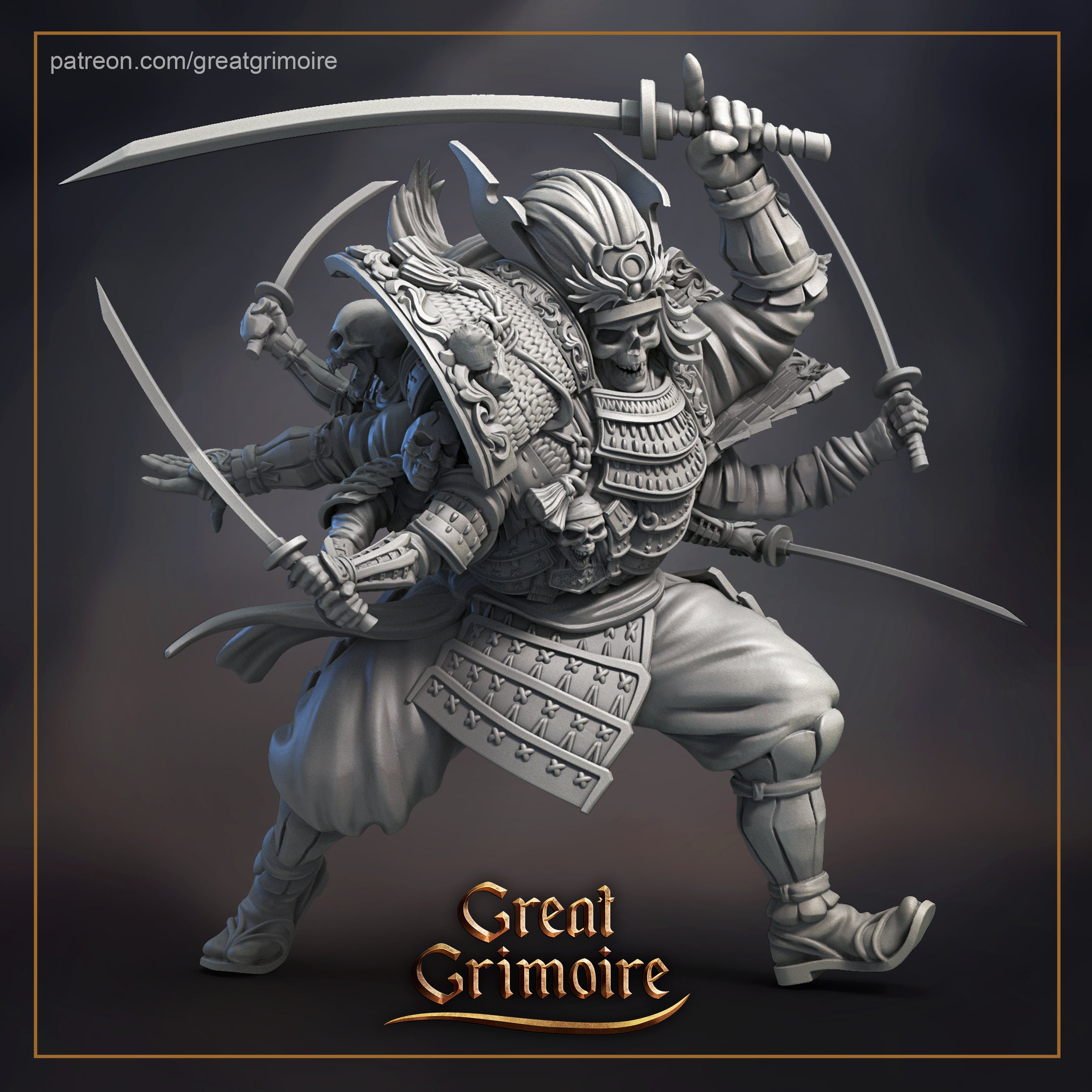 Undead Samurai 75mm Great Grimoire 3D Printed Resin | Etsy UK