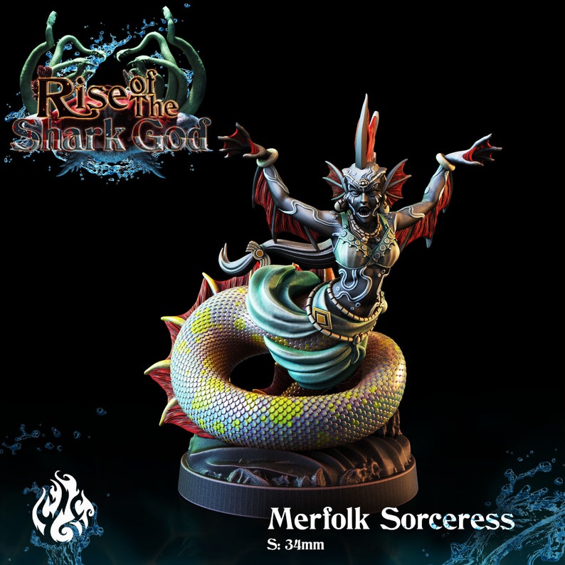Merfolk Spellcaster 32mm Crippled God Foundry 3D Printed - Etsy