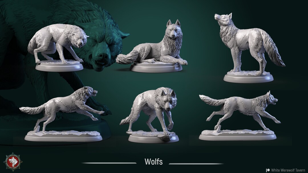 Wolf Set 32mm White Werewolf Tavern 3D Printed Resin Miniature Ttgaming ...