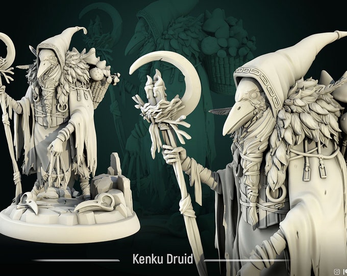 Kenku Druid 75mm White Werewolf Tavern 3D Printed Resin Model Display ...