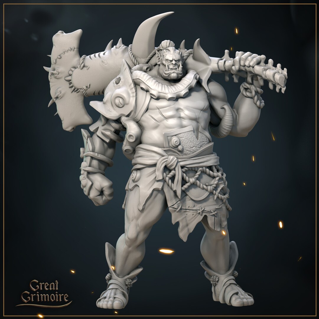 Behemoth Coastal Barbarian 32mm Great Grimoire 3D Printed Resin ...
