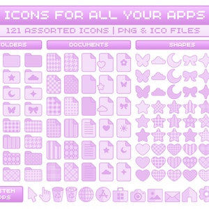 Purple Desktop Icons Set, 100+ Aesthetic Icon Bundle, Custom Windows ...