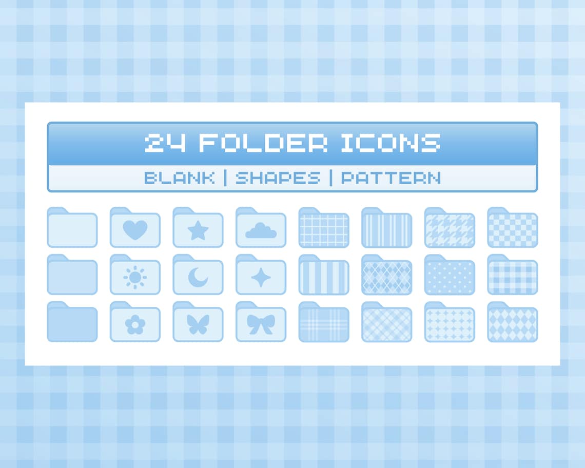 Blue Desktop Icons Set, 100+ Aesthetic Icon Bundle, Custom Windows Mac ...