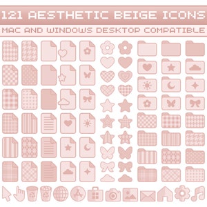 Beige Desktop Icons Set, 100+ Aesthetic Icon Bundle, Custom Windows Mac ...