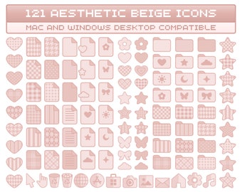 Pink Desktop Icons Set, 100 Aesthetic Icon Bundle, Custom Windows Mac ...