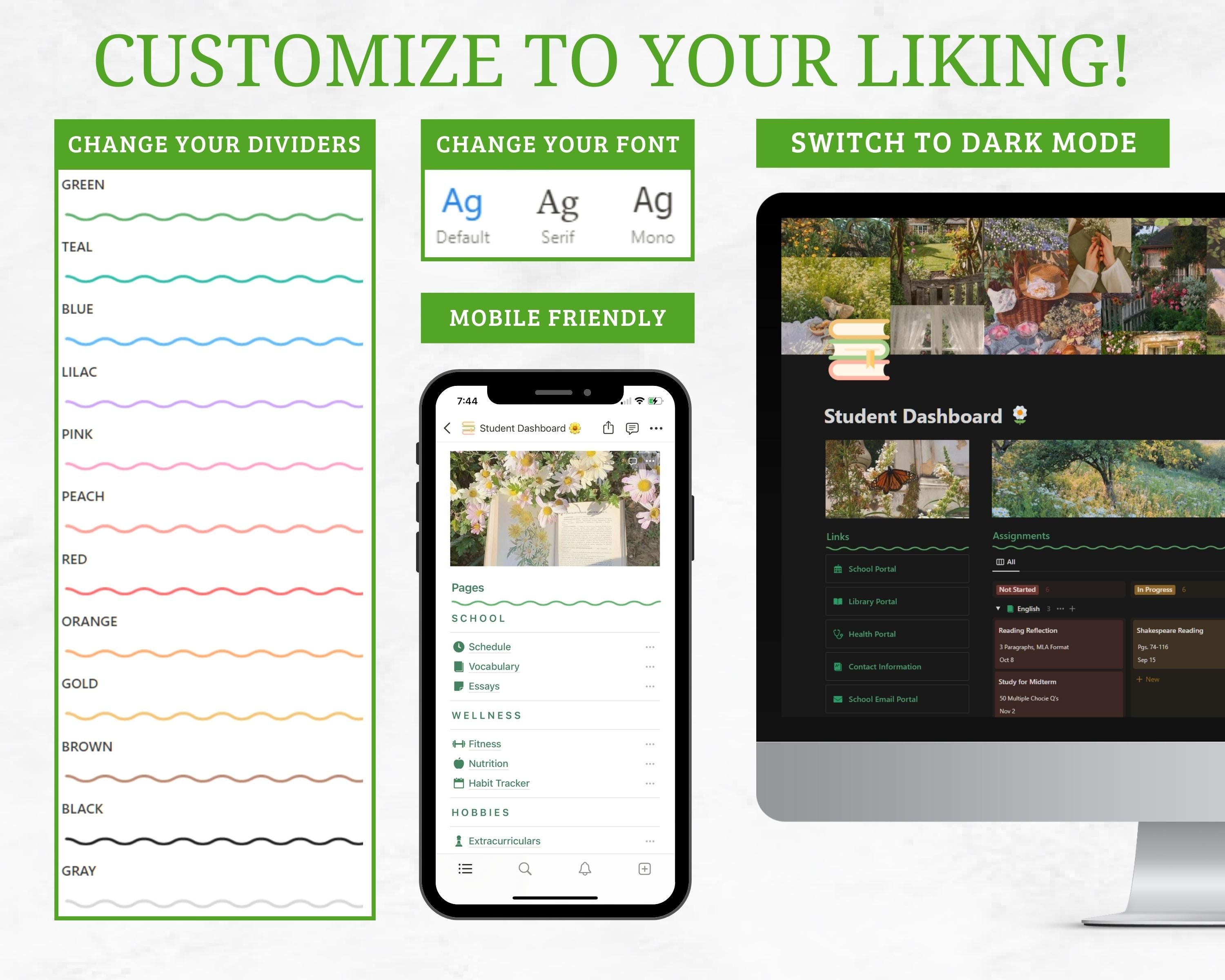 Student Cottagecore Notion Planner, Aesthetic Academic Notion Template ...